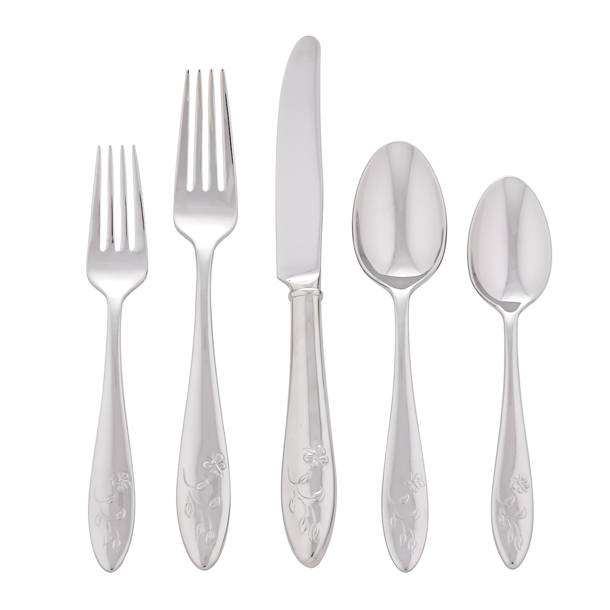 Lenox Butterfly Meadow 5 Piece 18/10 Stainless Steel Flatware Set, Service for 1 & Reviews | Wayfair